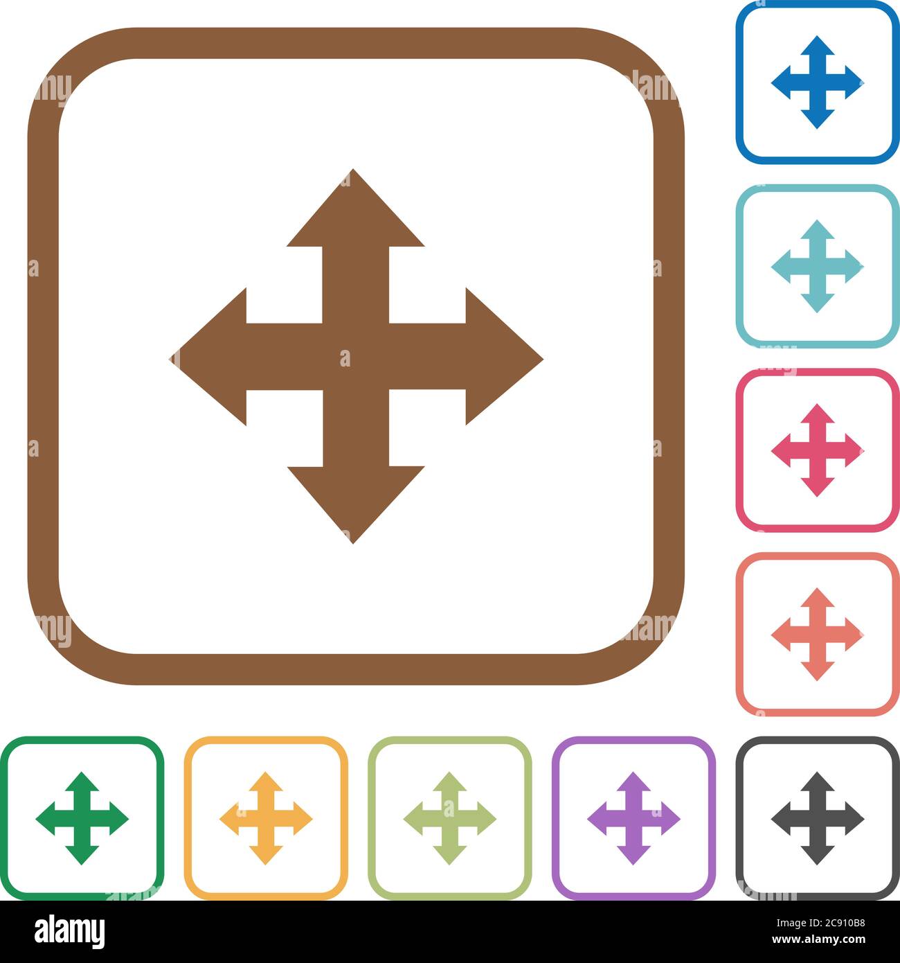 Move tool simple icons in color rounded square frames on white background Stock Vector Image ...