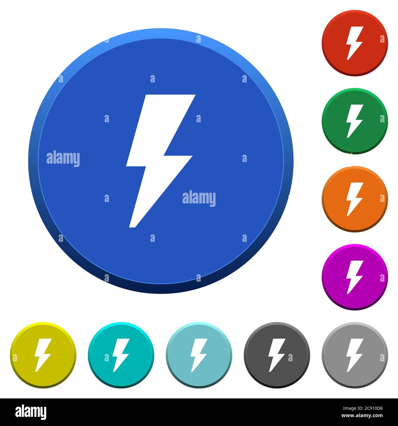 Flash round color beveled buttons with smooth surfaces and flat white ...