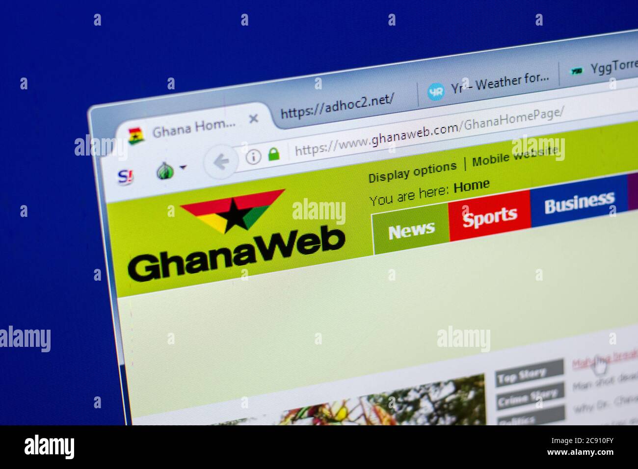 Ryazan, Russia - May 20, 2018: Homepage of GhanaWeb website on the ...