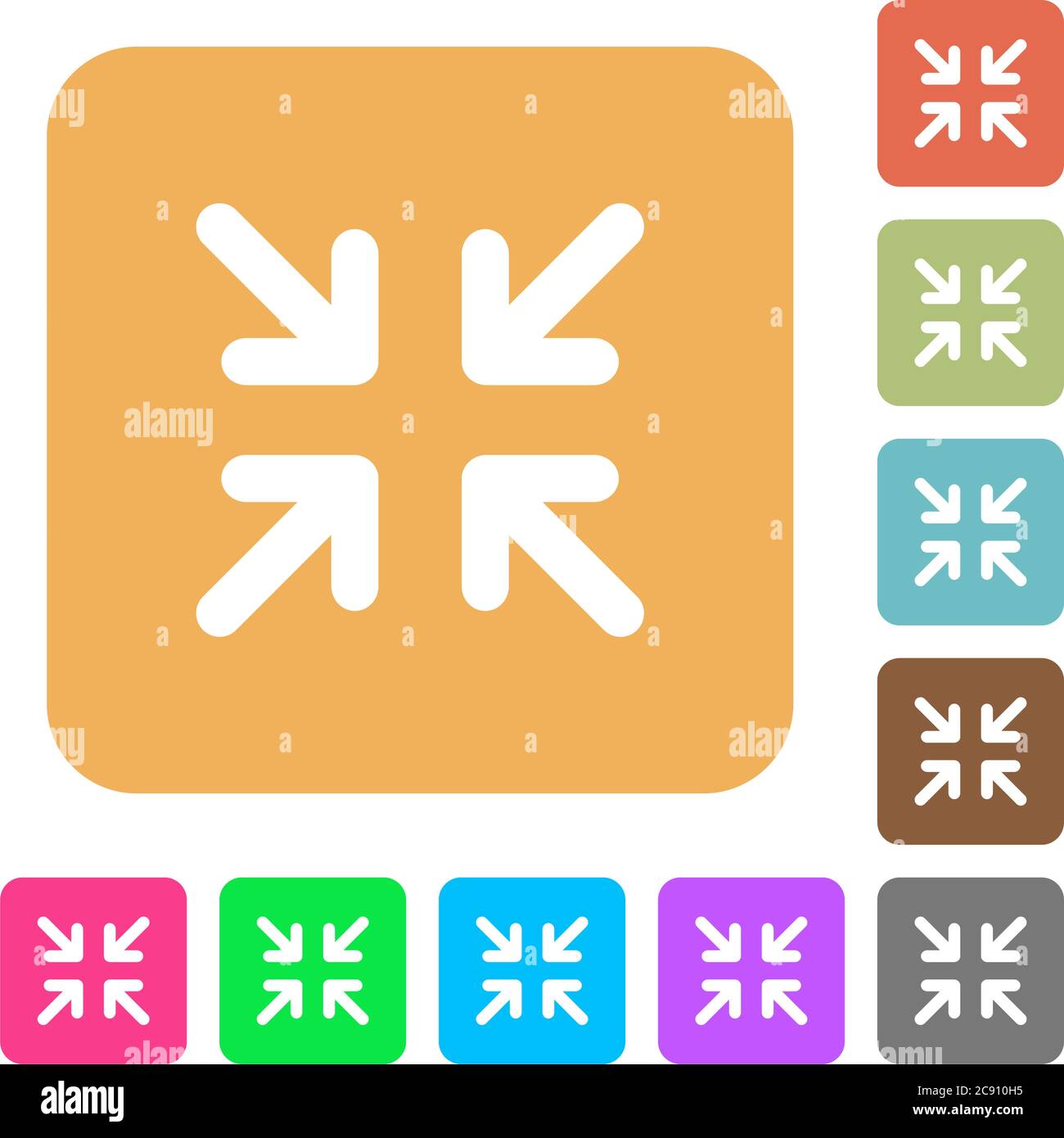 Minimize icons on rounded square vivid color backgrounds Stock Vector ...