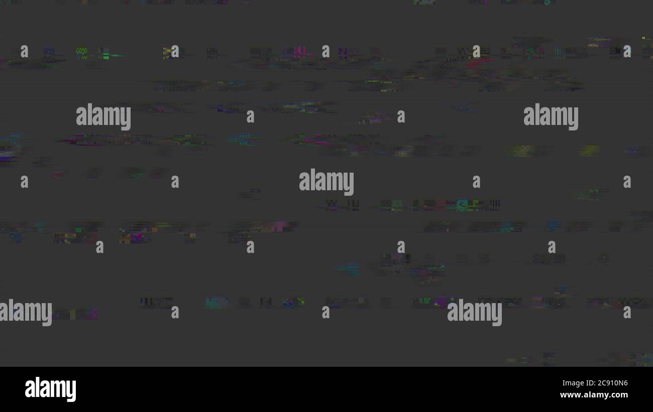 Distortion of the broken video image on black background, VHS effect ...