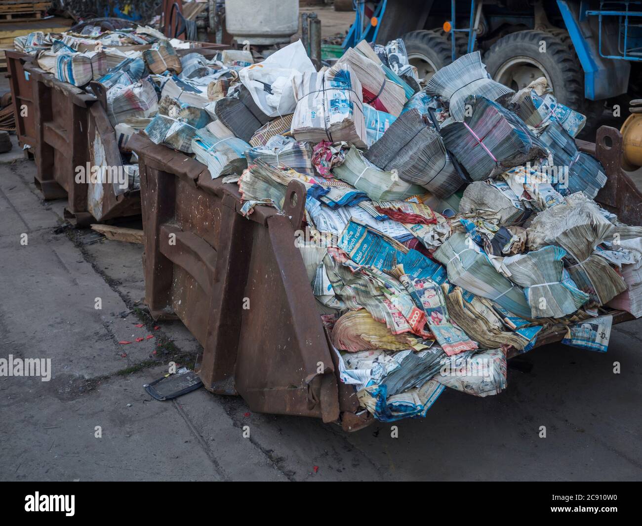Beroun, Czech Republic, March 23, 2019: old rusty container full of ...
