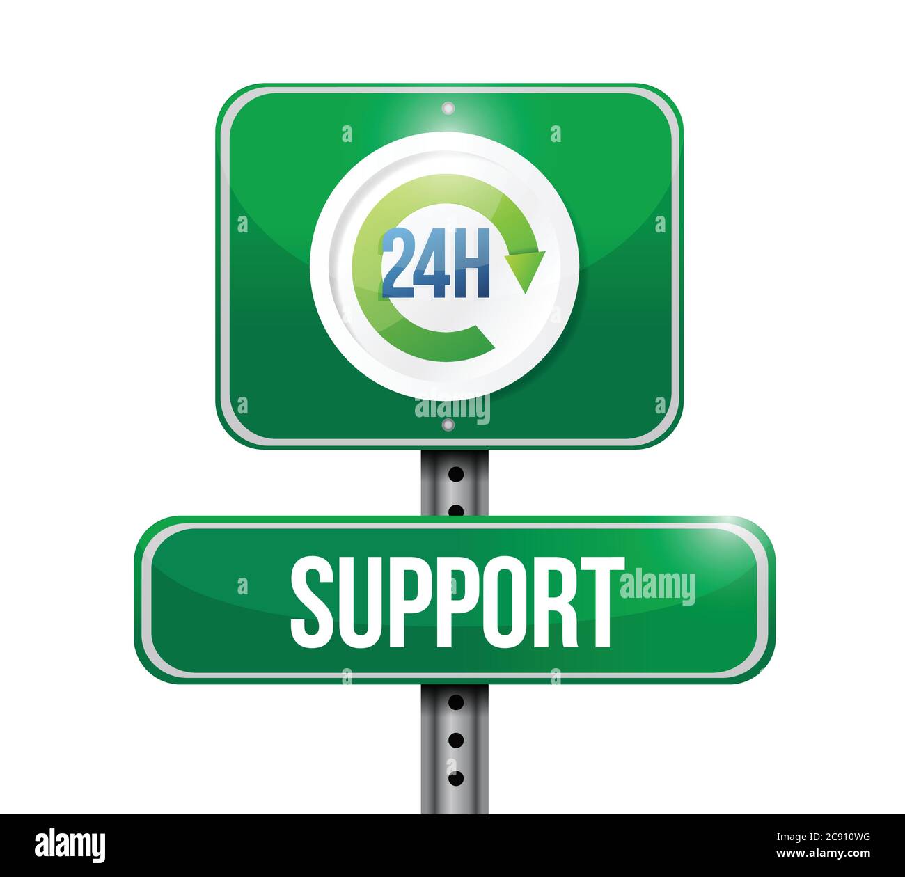 24 hour support road sign illustration design over white Stock Vector ...