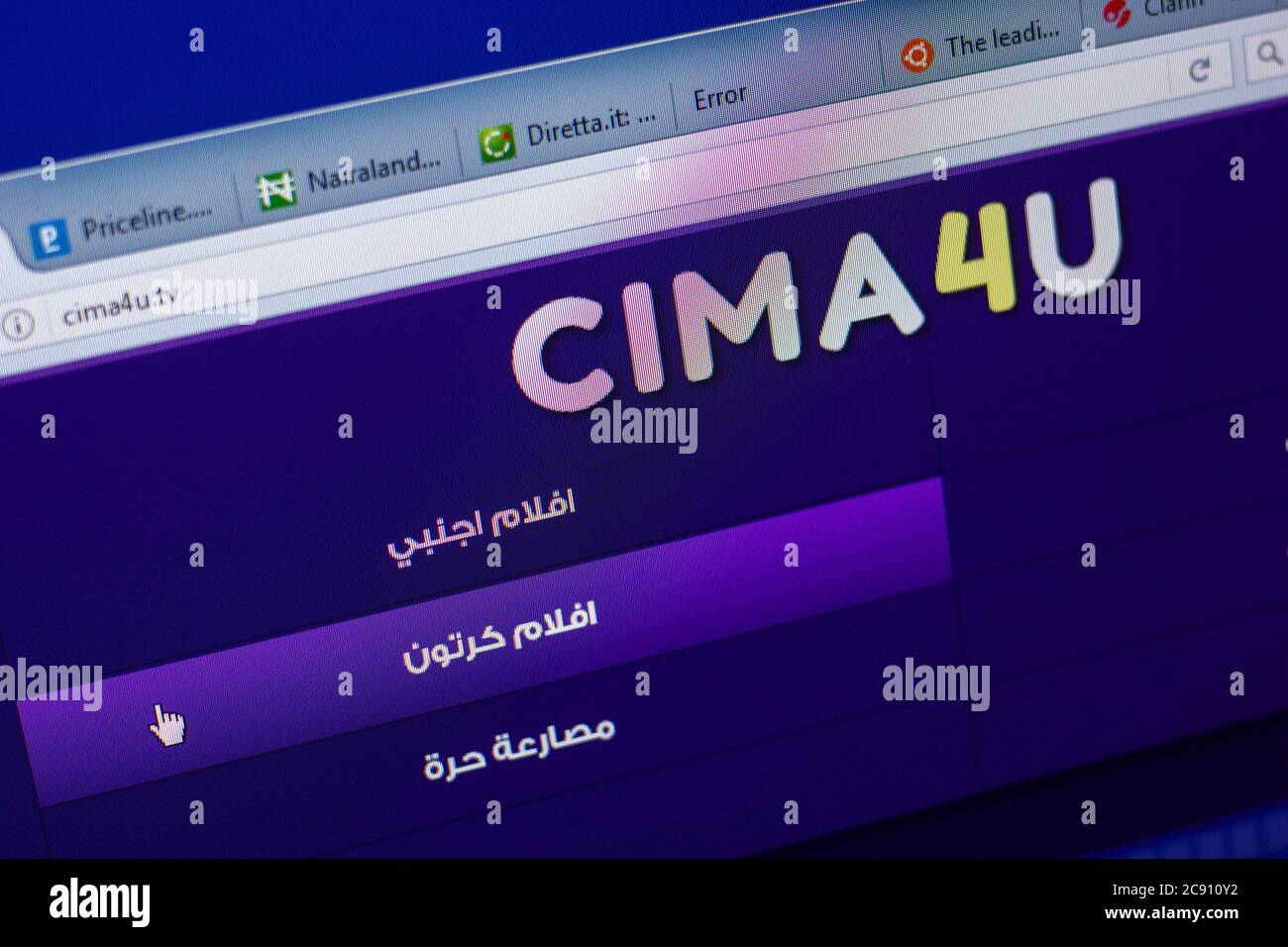 Ryazan, Russia - May 20, 2018: Homepage of Cima4u website on the ...