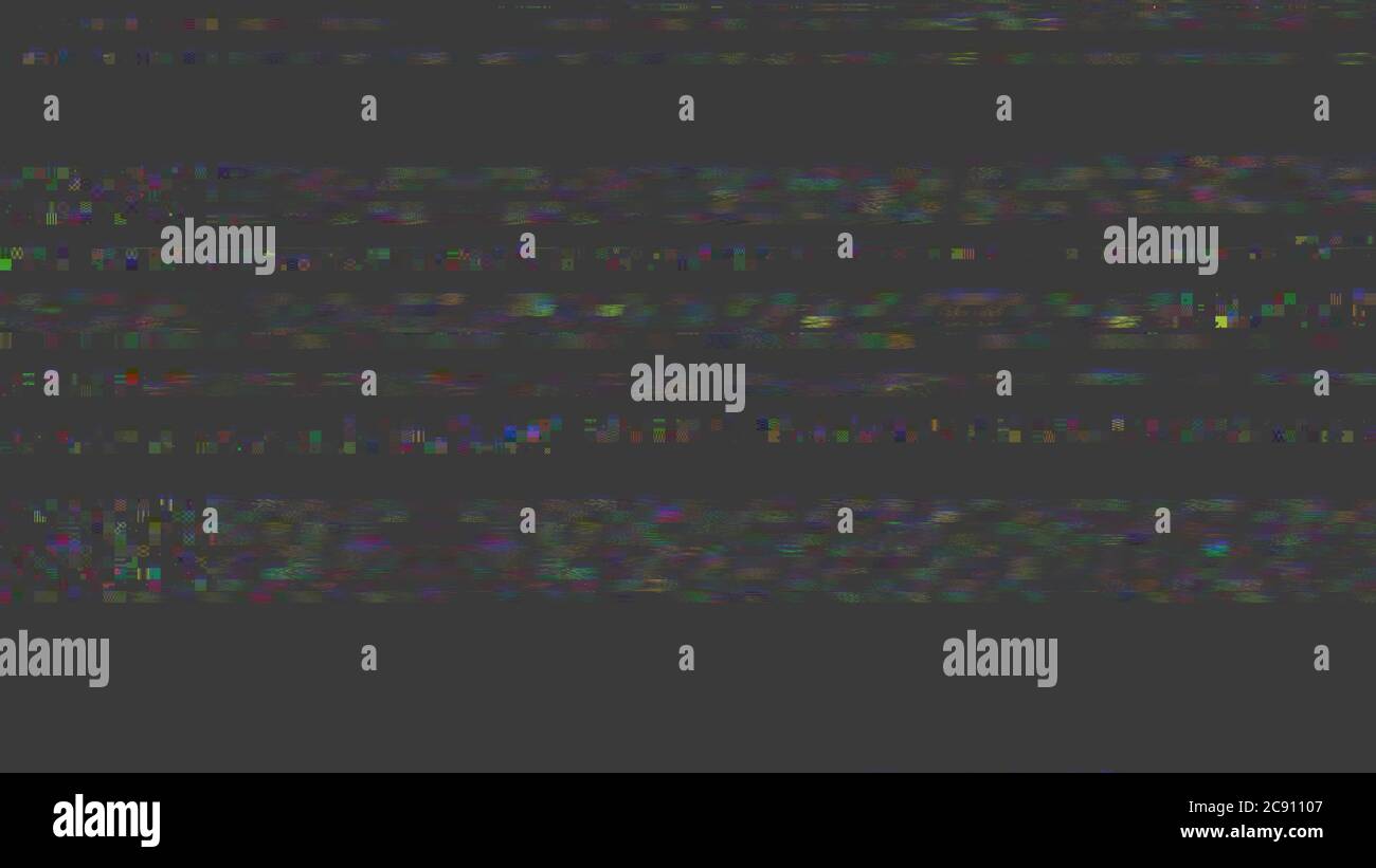 Distortion of the broken video image on black background, VHS effect ...