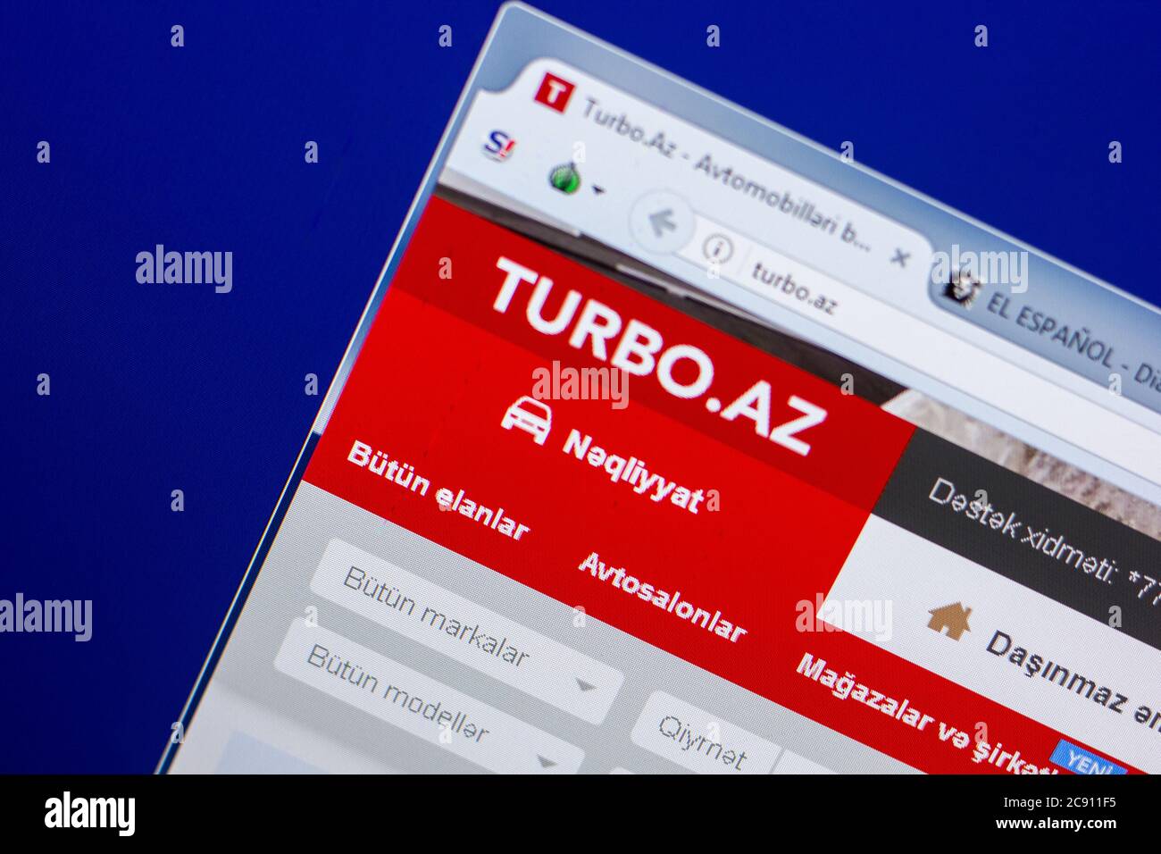 Ryazan, Russia - May 20, 2018: Homepage of Turbo website on the display of PC, url - Turbo.az ...