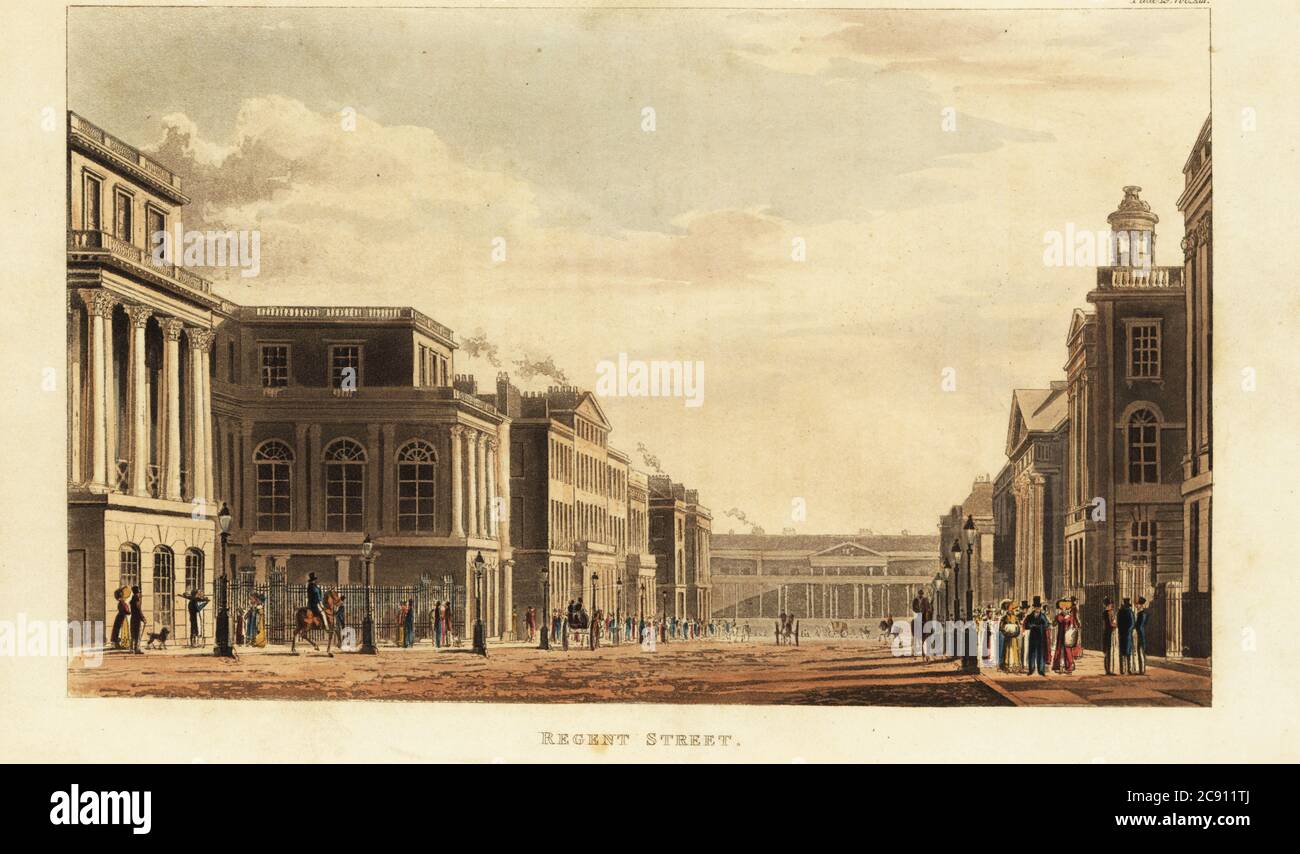 View looking south down Regent Street to the Prince Regent’s palace ...