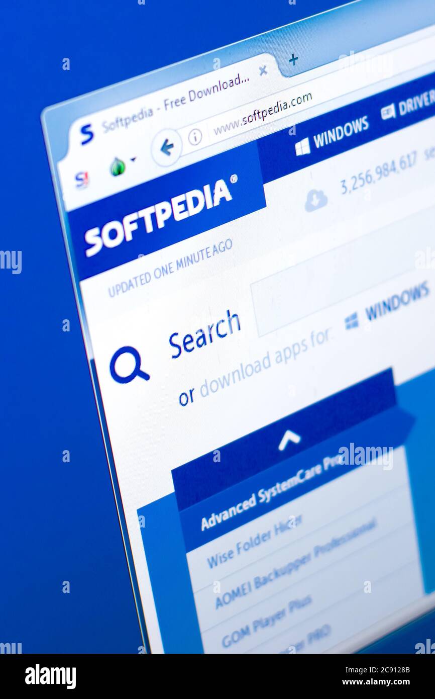 Ryazan, Russia - March 28, 2018 - Homepage of SoftPedia website on ...