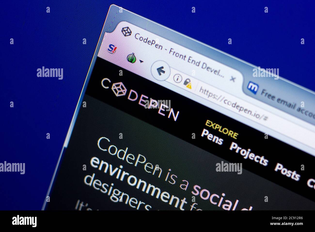 Ryazan, Russia - May 27, 2018: Homepage of CodePen website on the display of PC, url - CodePen ...