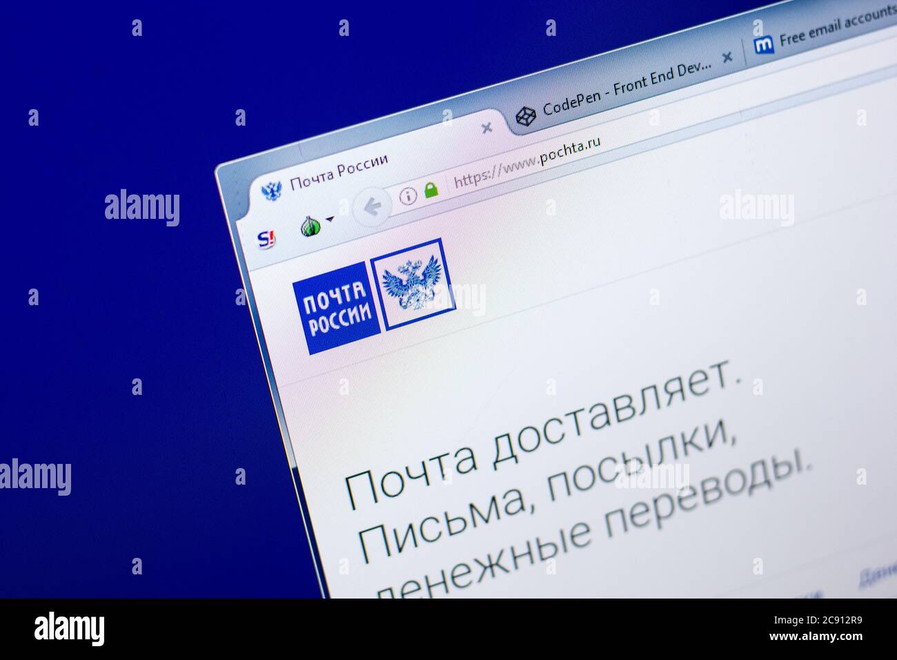 Ryazan, Russia - May 27, 2018: Homepage of Pochta website on the ...