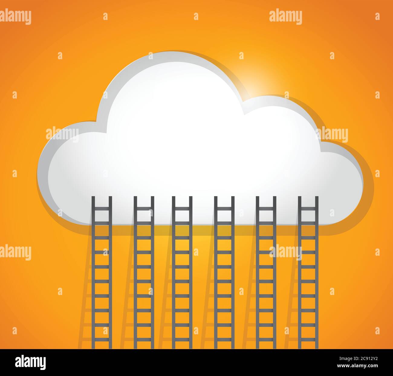 Cloud and ladders illustration design over an orange background Stock ...