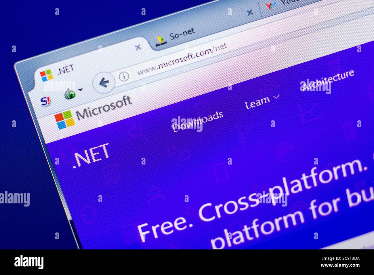Ryazan, Russia - May 27, 2018: Homepage of .NET website on the display ...