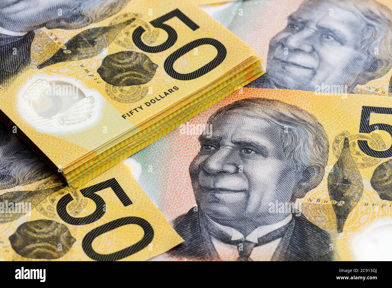 Australian money background. Fifty dollar notes Stock Photo - Alamy