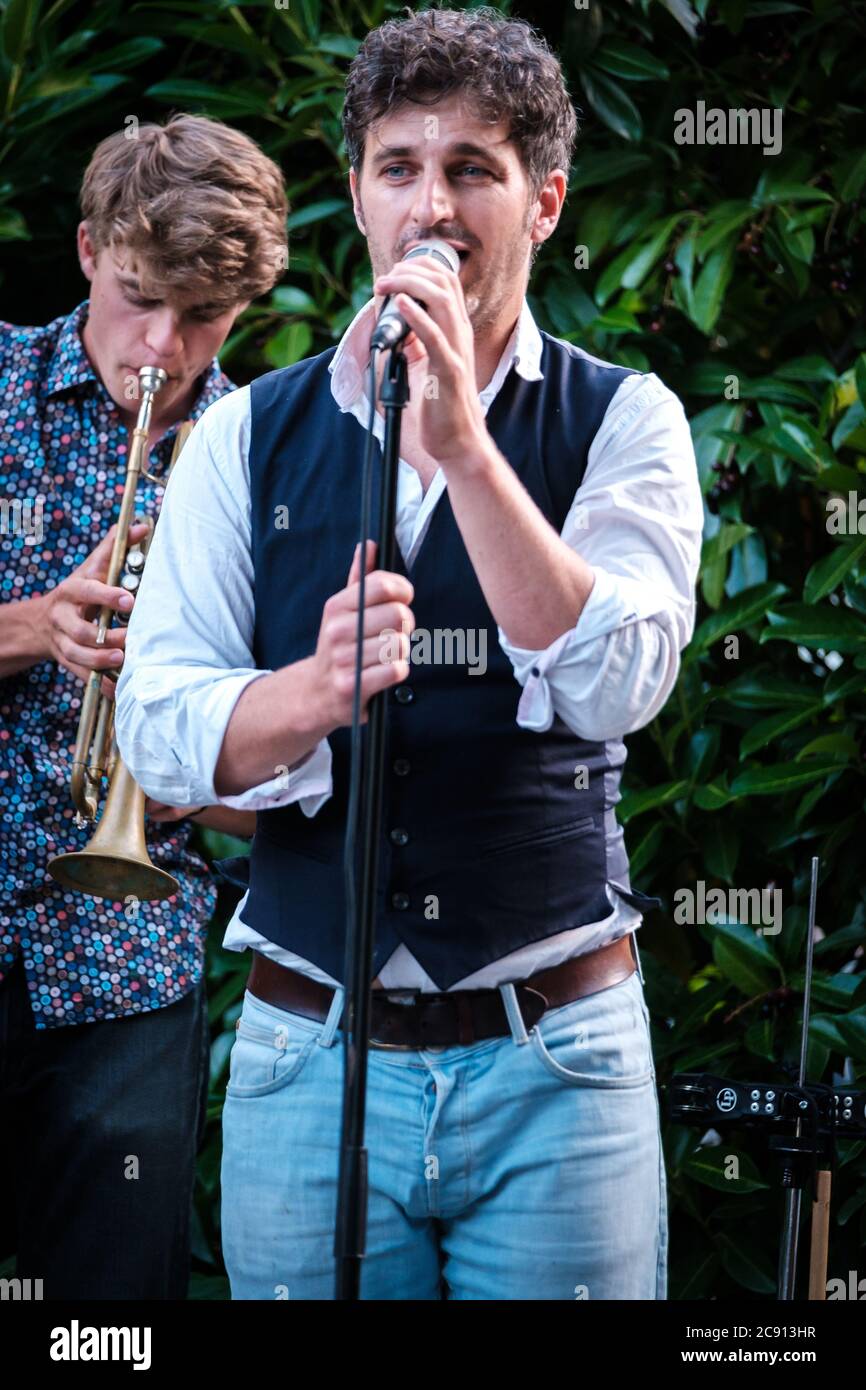 Bern, Switzerland. 25th, July 2020. The Swiss band Eskimo performs a ...