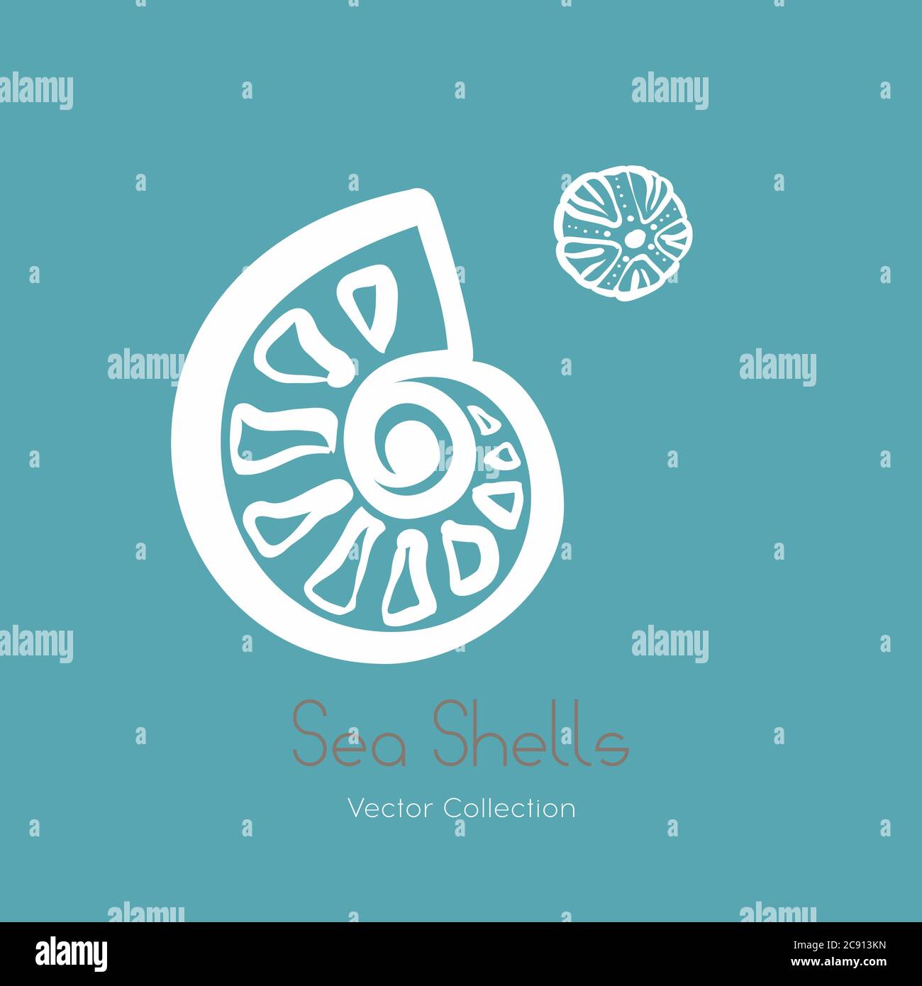 Fossil ammonite nautilus seashell vector logo set. Isolated vector of ...