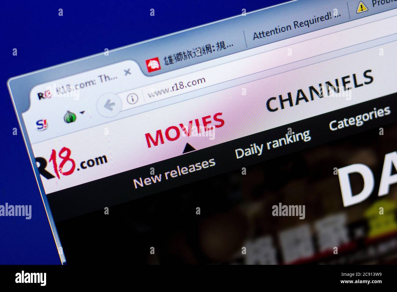 Ryazan, Russia - May 27, 2018: Homepage of R18 website on the display ...