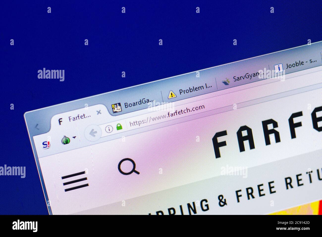 Ryazan, Russia - May 27, 2018: Homepage of FarFetch website on the ...