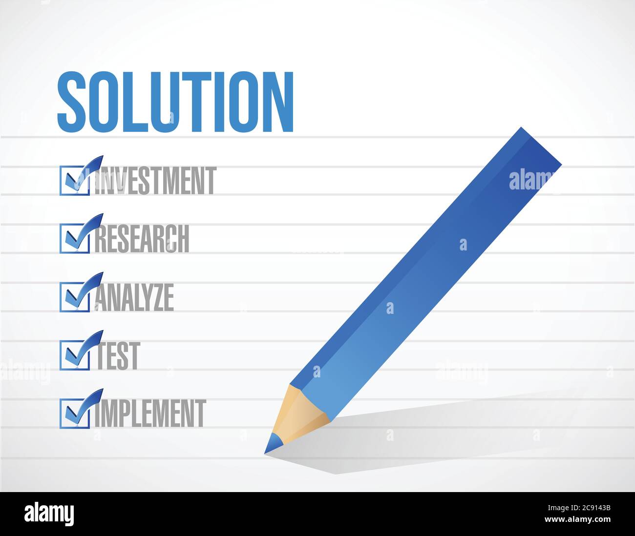 Solution check list illustration design over a white paper background ...