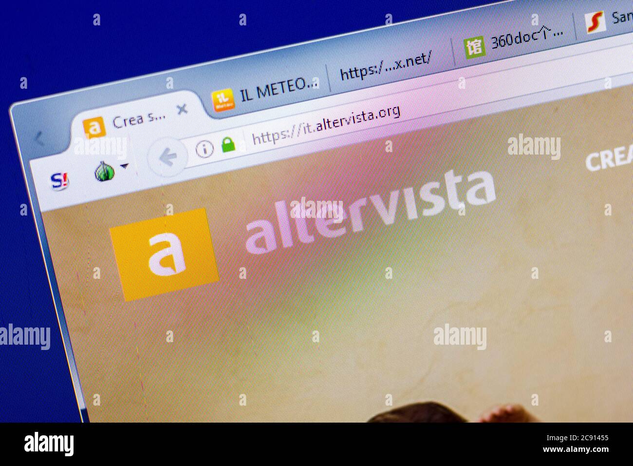 Ryazan, Russia - May 27, 2018: Homepage of Altervista website on the ...
