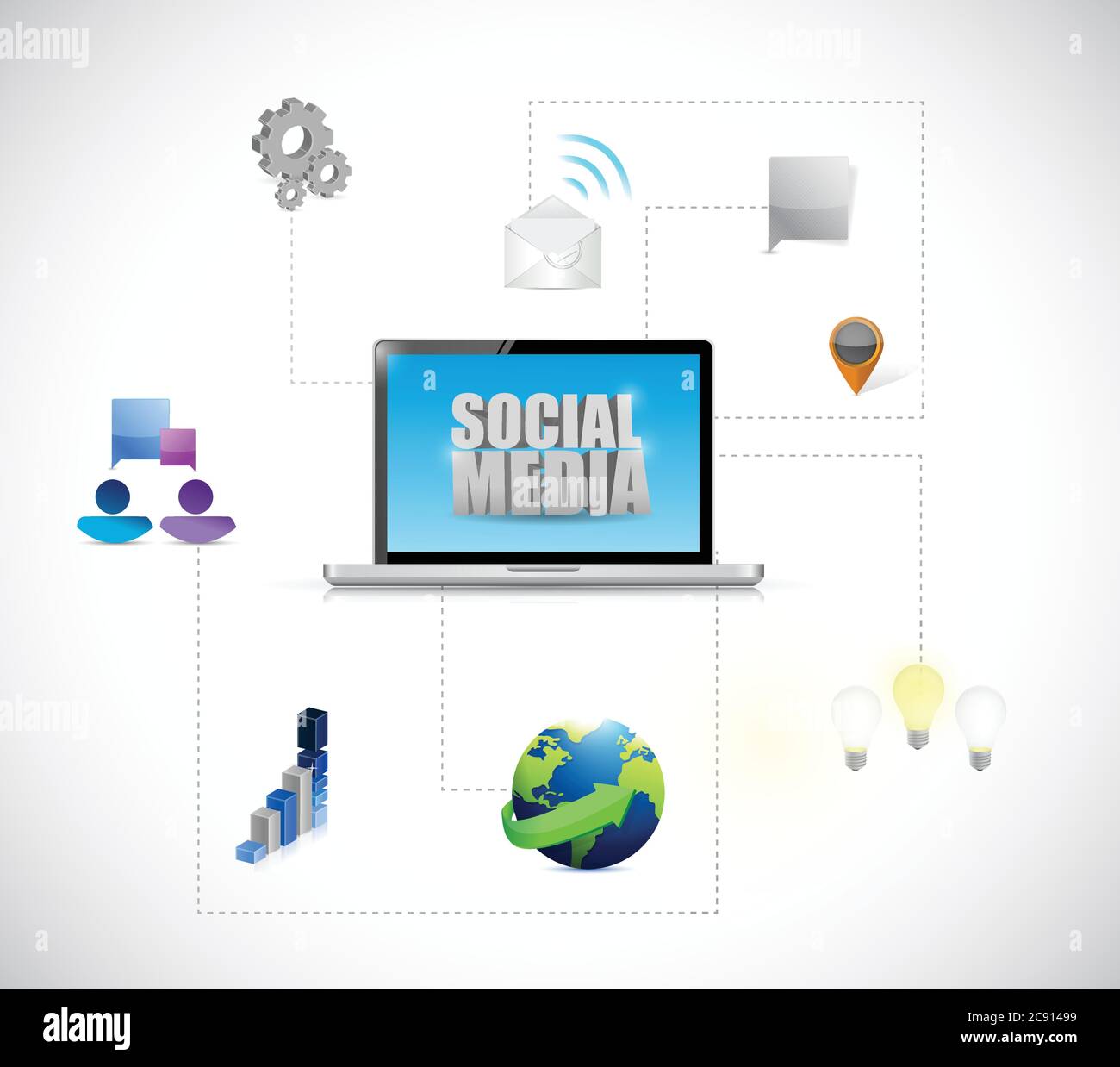 Social media computer access diagram connection illustration design ...