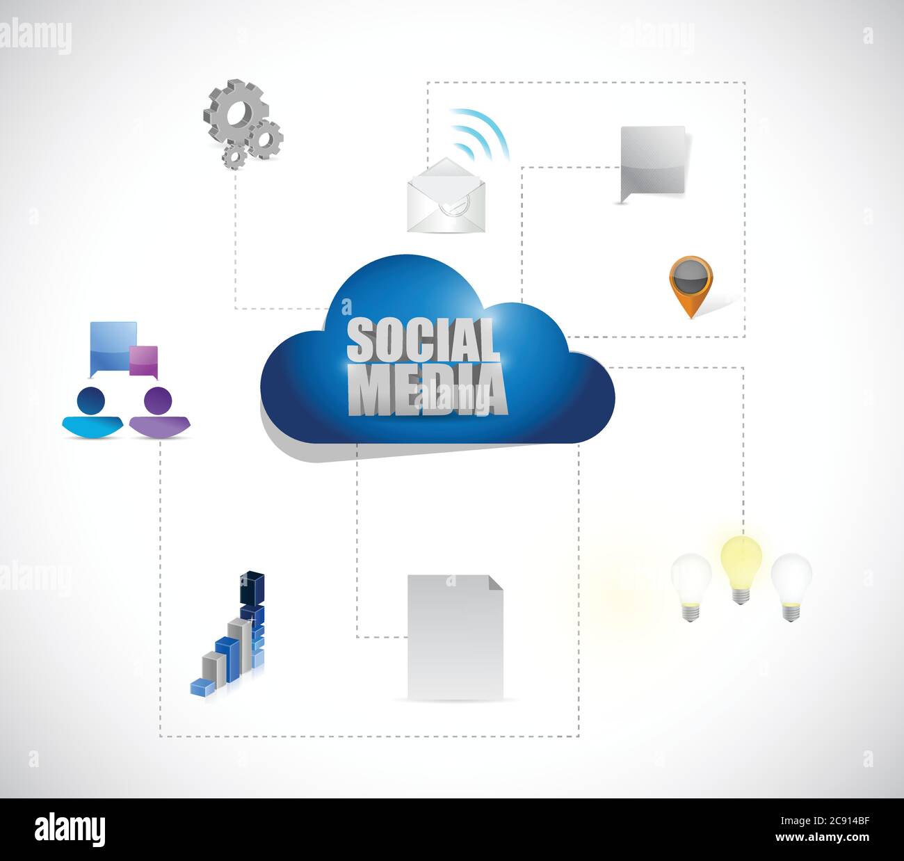 Social media connection network illustration design over a white ...