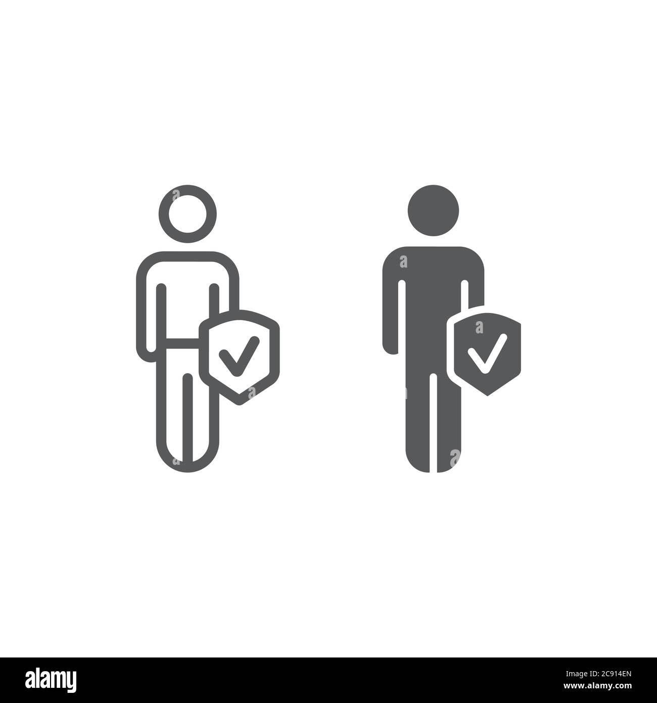 Life insurance line and glyph icon, protection and life, health safety ...