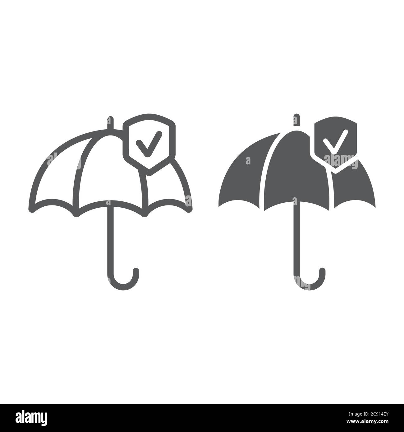 Reliability line and glyph icon, protection and reliable, umbrella sign ...