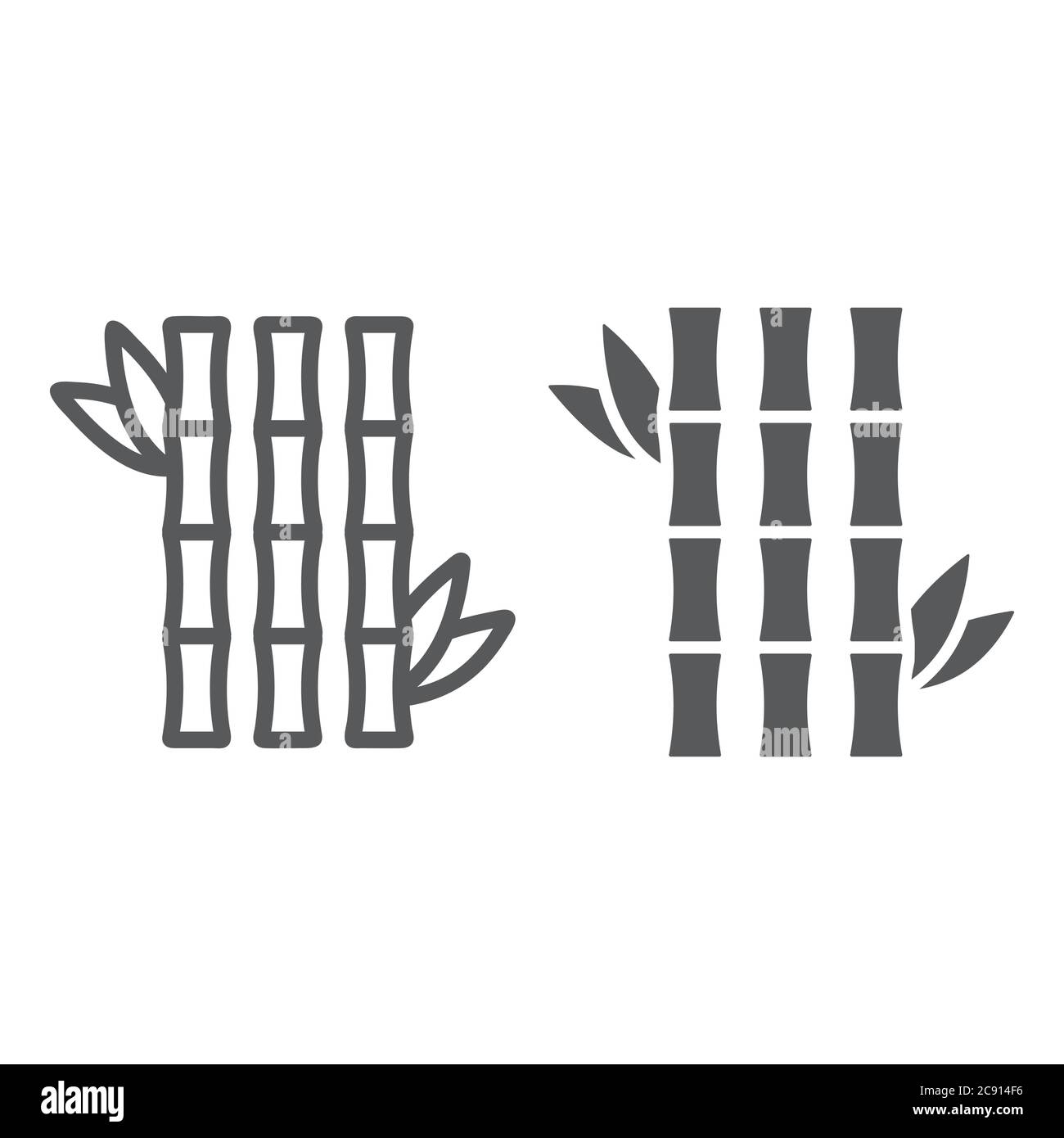 Bamboo line and glyph icon, asian and plant, japanese tree sign, vector ...