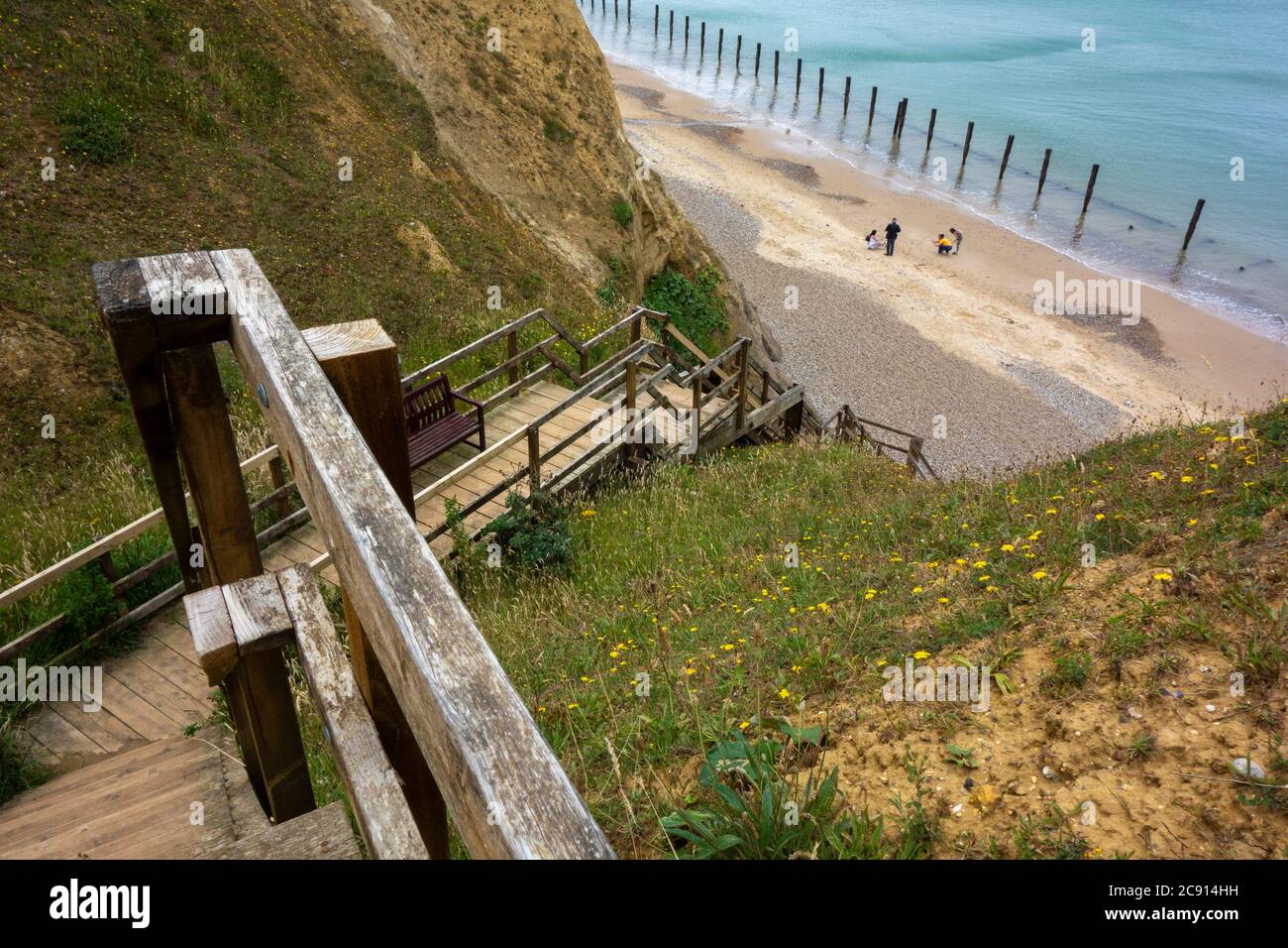 Beach access, staircase, steps, Beeston cliffs Stock Photo - Alamy