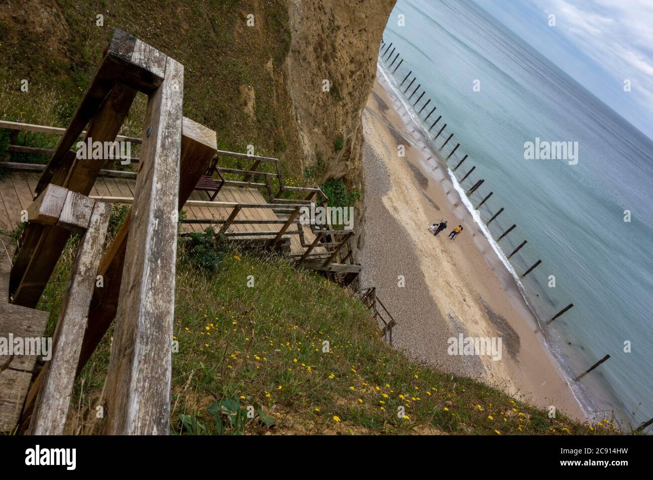 Beach access, staircase, steps, Beeston cliffs Stock Photo - Alamy
