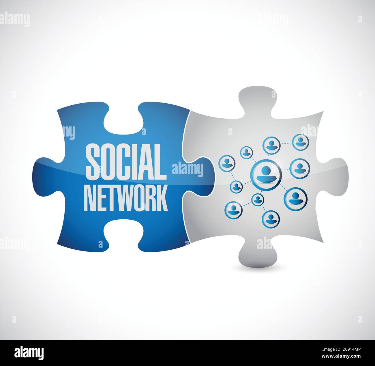 Social network puzzle pieces connection link illustration design over a ...