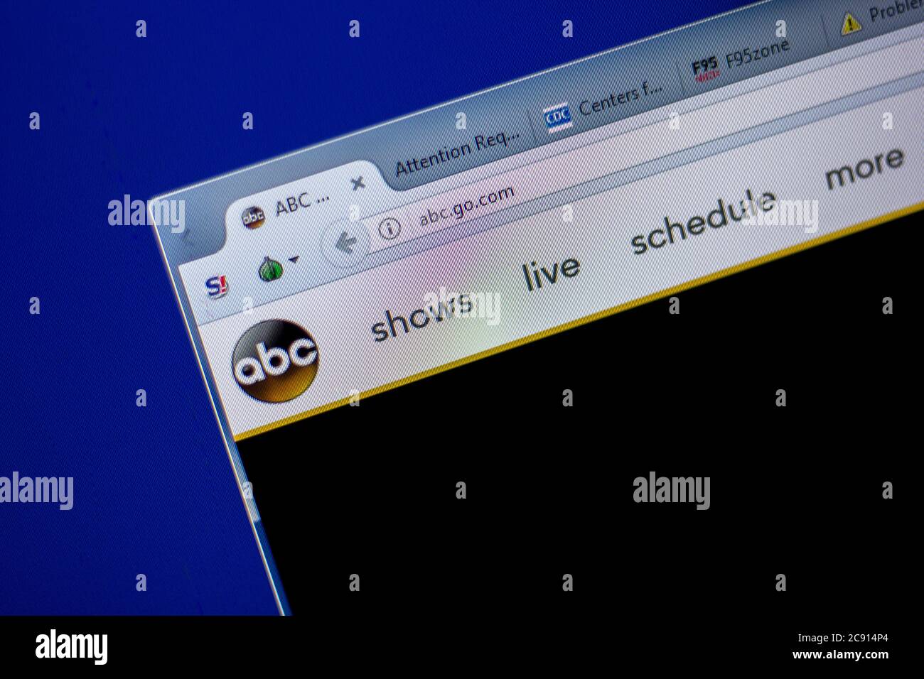 Ryazan, Russia - June 05, 2018: Homepage of ABC website on the display ...