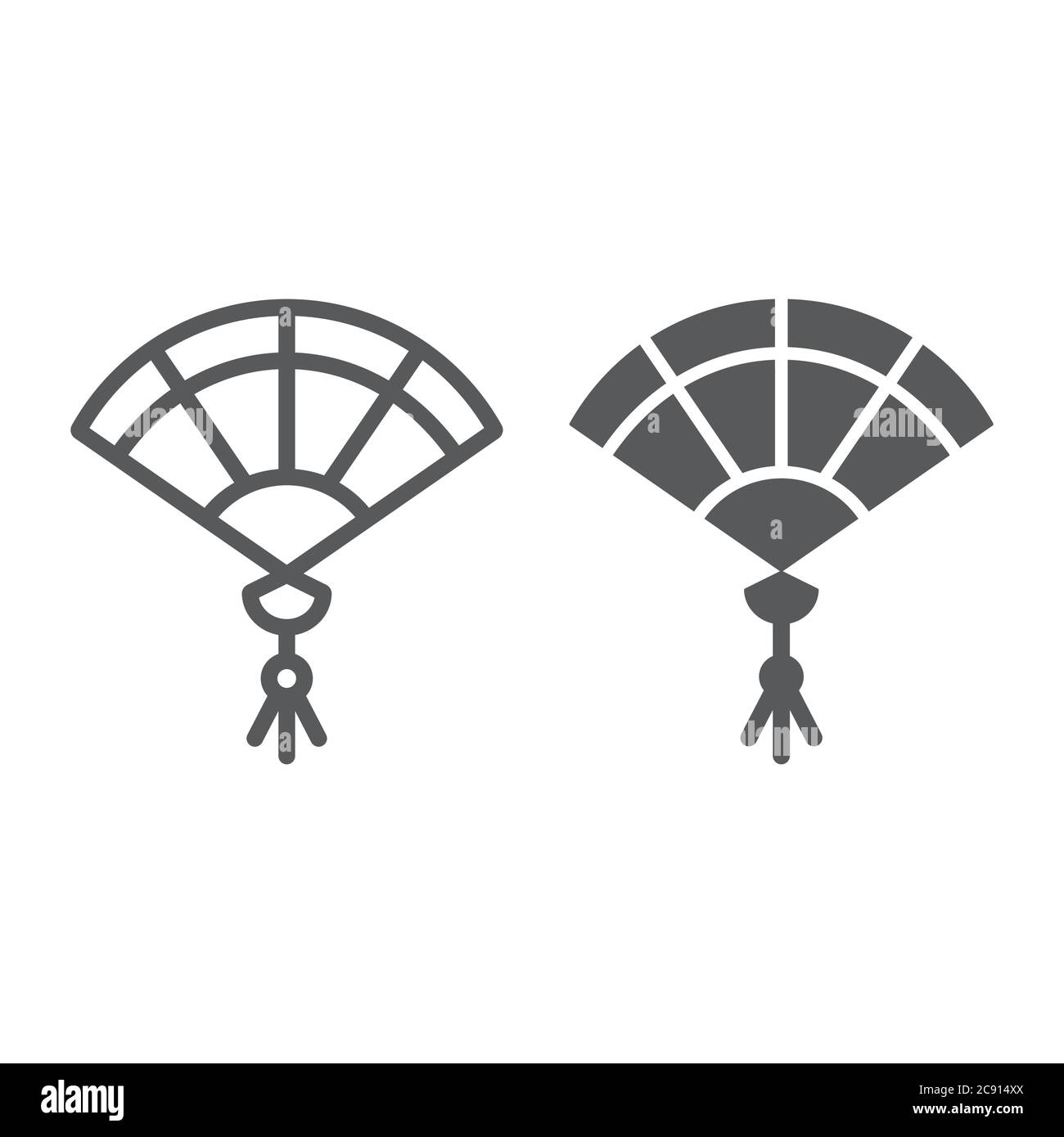 Hand fan line and glyph icon, japan and asian, sensu accessory sign ...