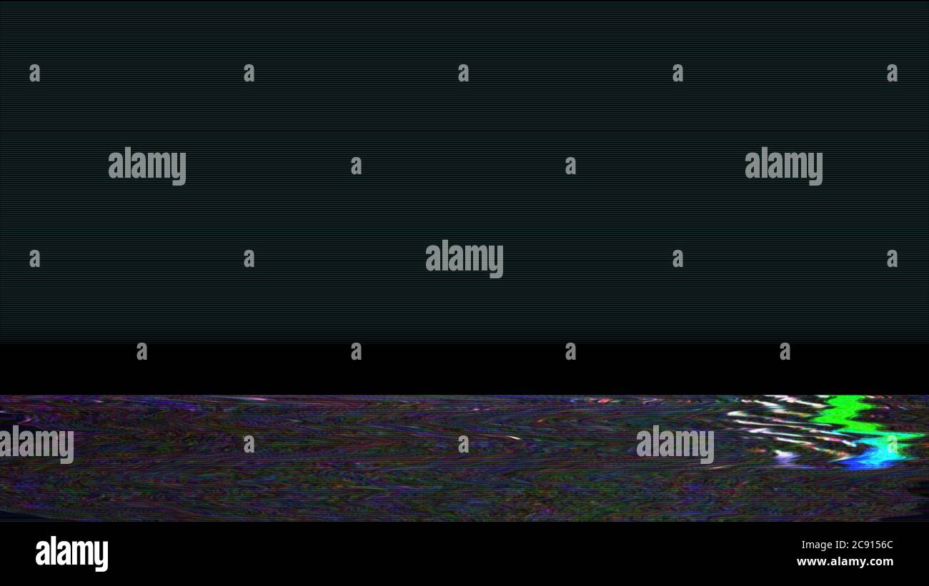 Horizontal distortion of broken video image on black background, VHS ...