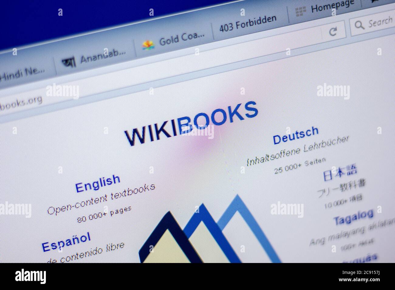 Ryazan, Russia - June 05, 2018: Homepage of WikiBooks website on the ...