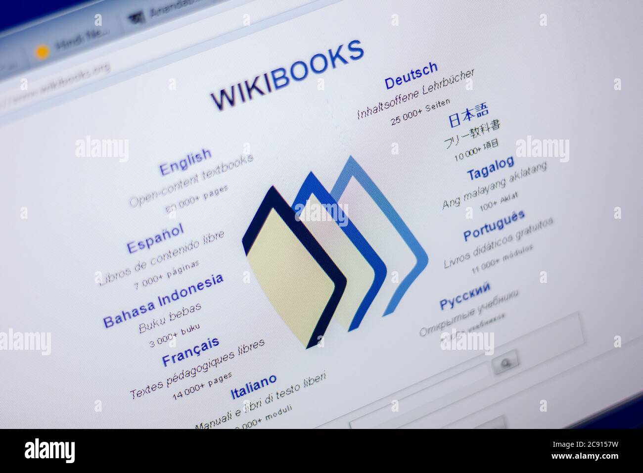 Ryazan, Russia - June 05, 2018: Homepage of WikiBooks website on the ...