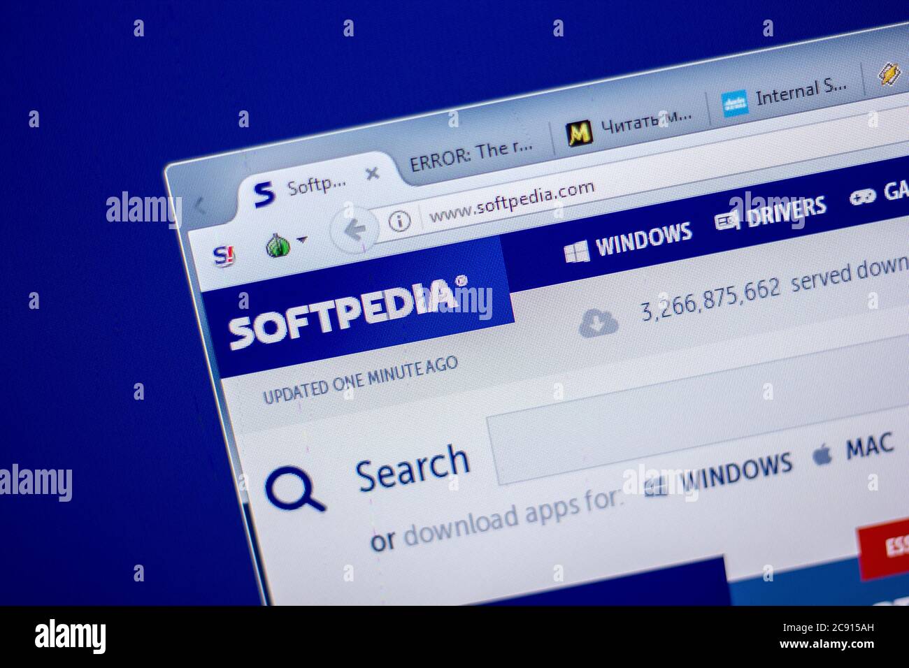 Ryazan, Russia - June 05, 2018: Homepage of SoftPedia website on the ...