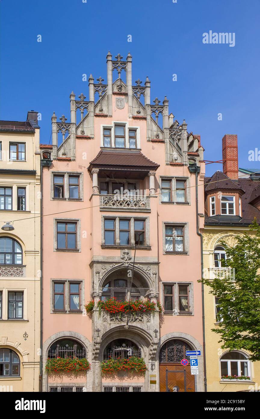 Traditional German architecture building in Munich Stock Photo - Alamy