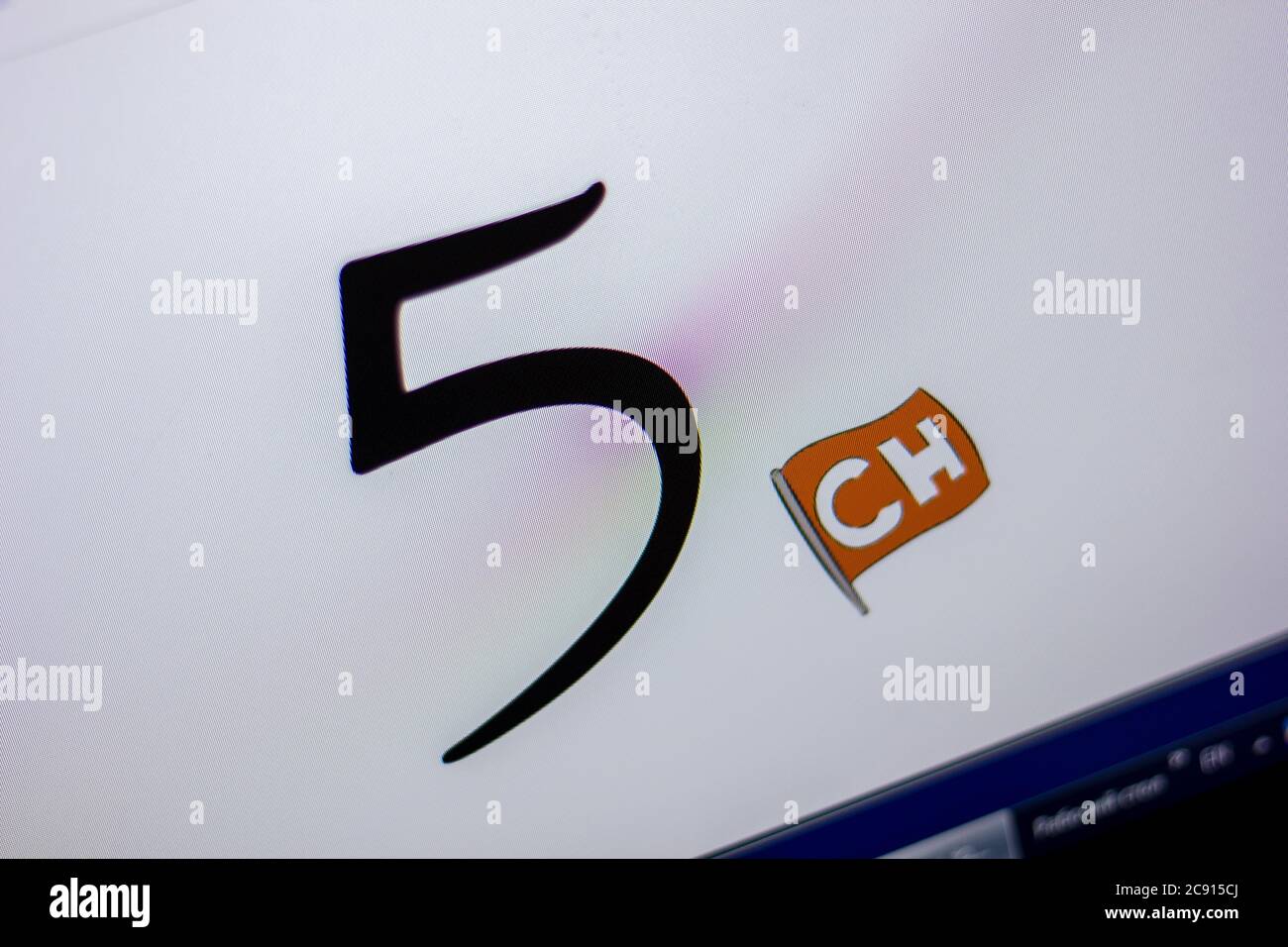 Ryazan, Russia - June 05, 2018: Homepage of 5ch website on the display ...