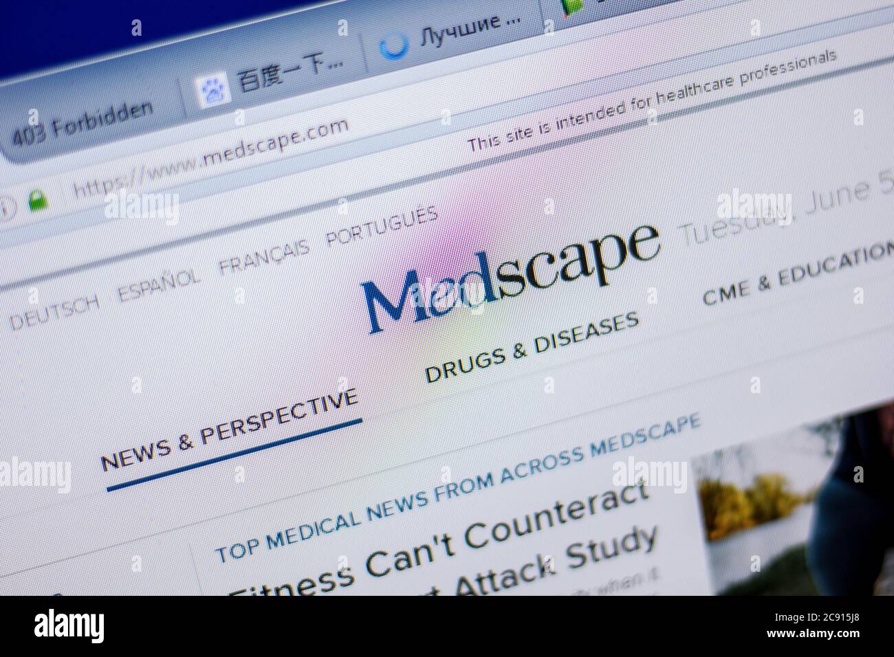 Ryazan, Russia - June 05, 2018: Homepage of MedScape website on the ...