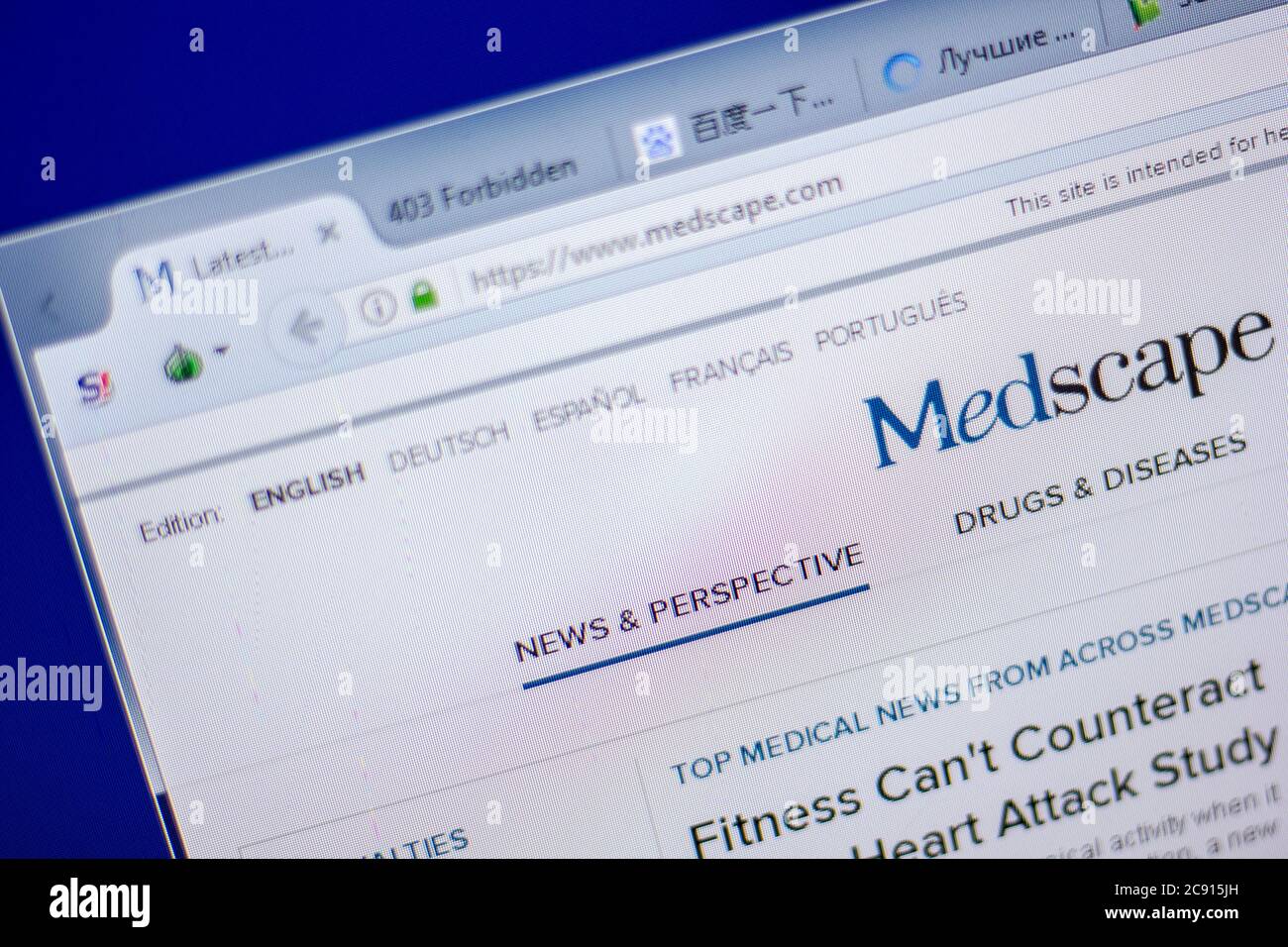 Ryazan, Russia - June 05, 2018: Homepage of MedScape website on the ...