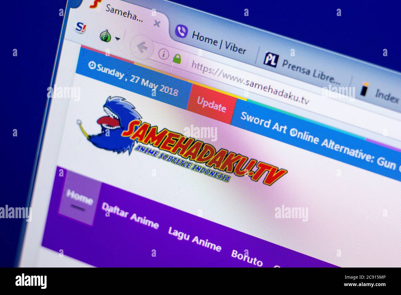 Ryazan, Russia - May 27, 2018: Homepage of Samehadaku website on the display of PC, url ...