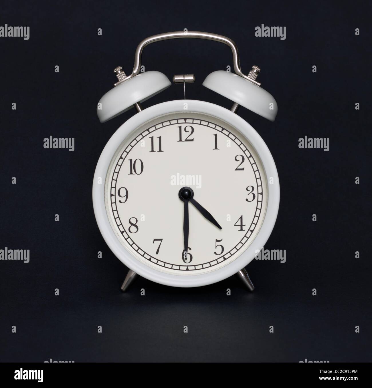 Old-style alarm clock, black and white, it's half past four Stock Photo ...