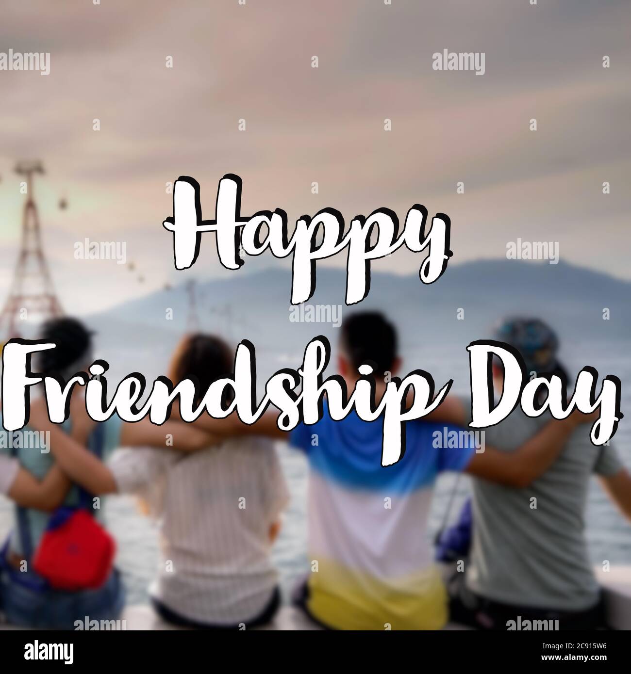 Friendship day quote on blurry image of friends. Friendship day message ...