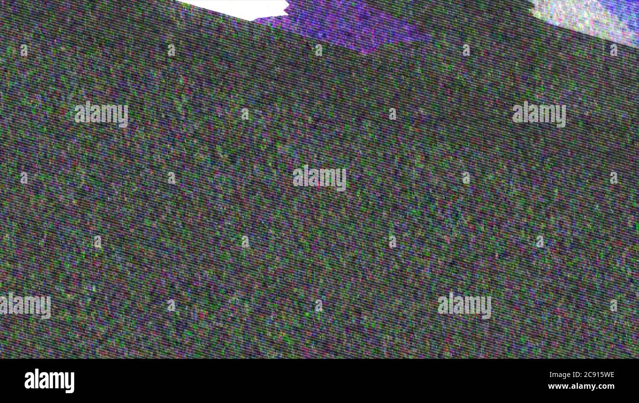 Horizontal distortion of broken video image on black background, VHS ...