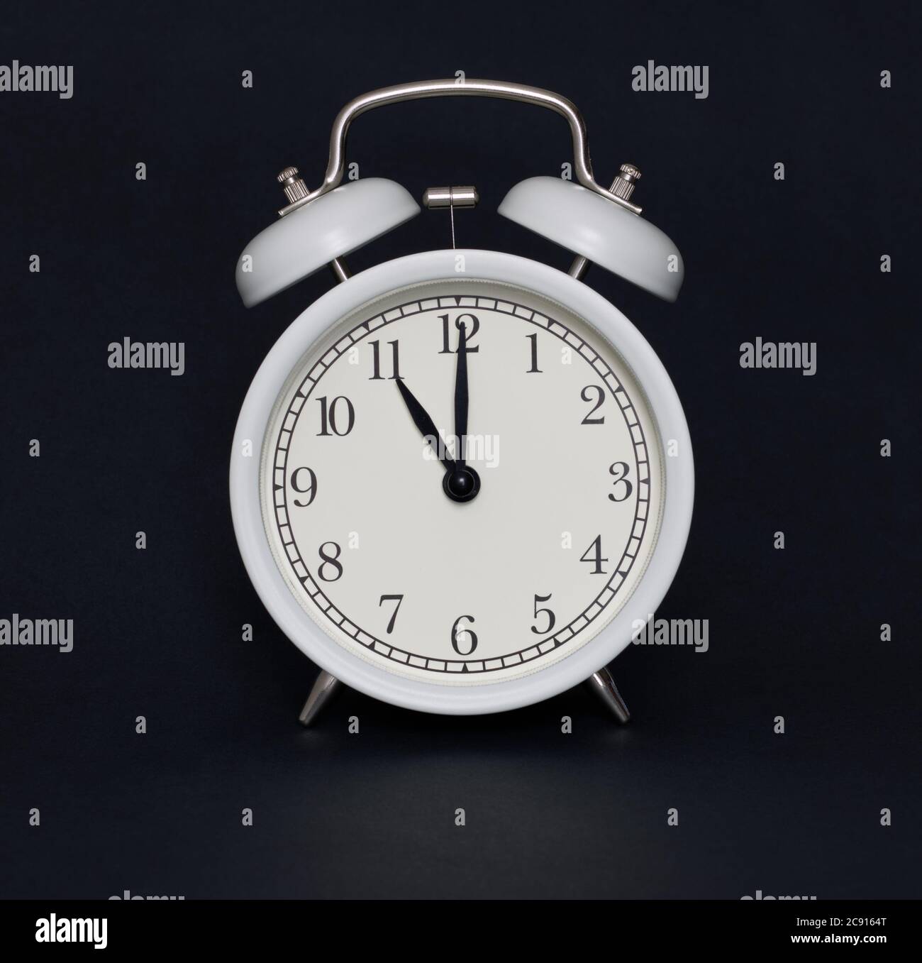 Old-style alarm clock, black and white, it's eleven oclock Stock Photo ...