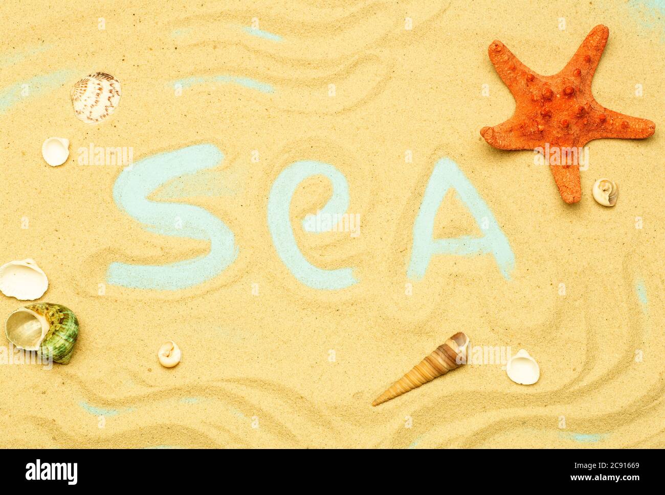 Summer, vacation on the beach by the sea background. The inscription ...