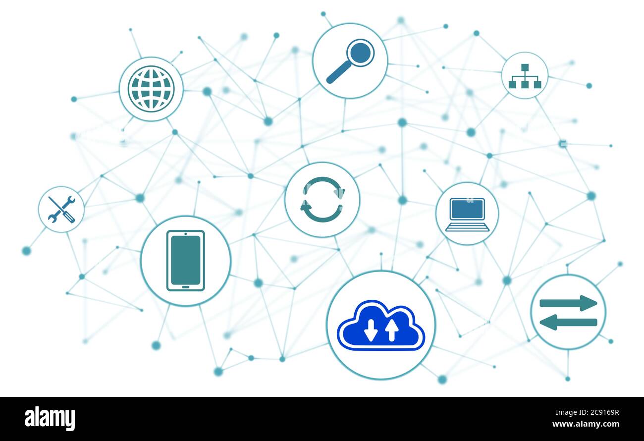 Concept of cloud networking with connected icons Stock Photo - Alamy