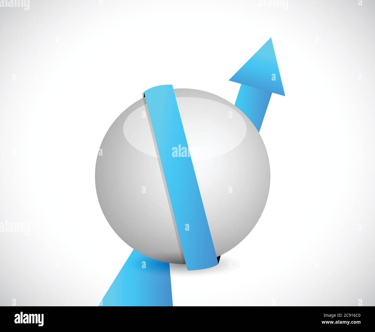 Sphere and business up arrow. illustration design over a white ...