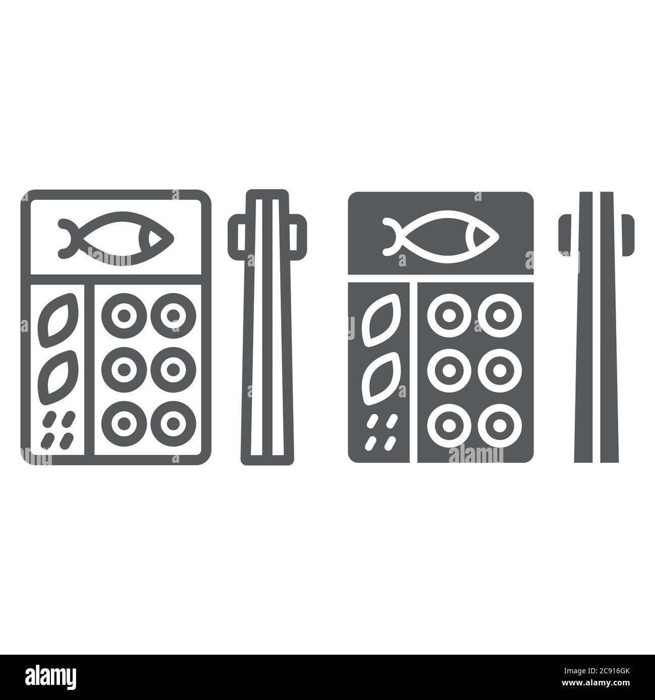 Bento line and glyph icon, asian and food, japanese lunch box sign ...